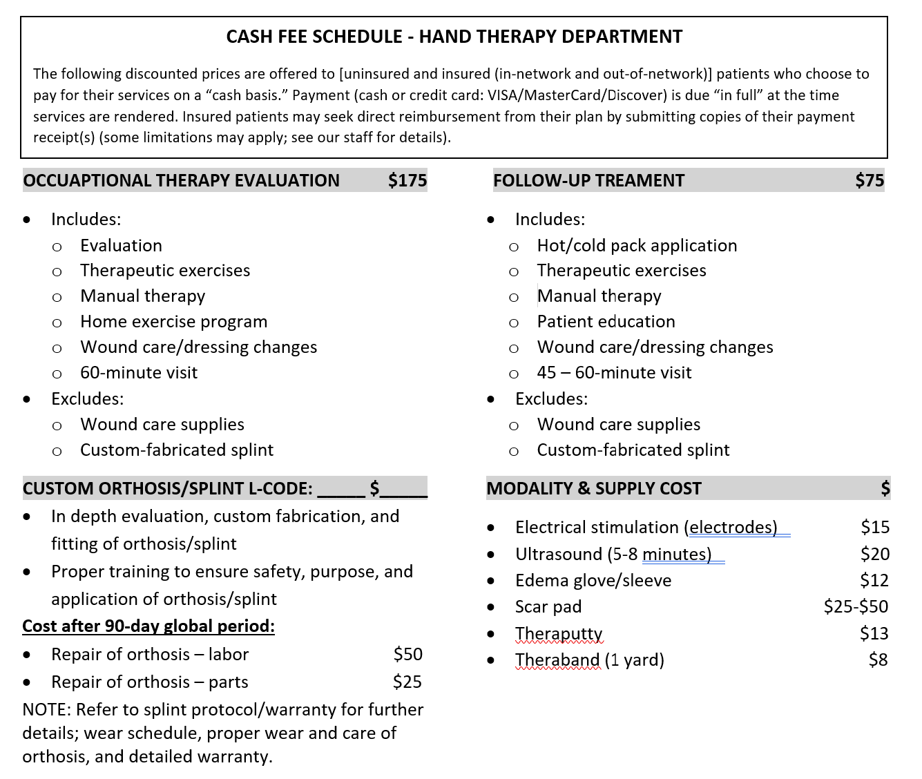 Hand Therapy: Transparent Pricing | The Hand & Wrist Center
